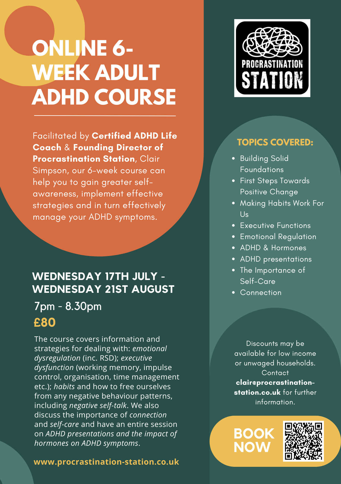 ONLINE 6-WEEK ADULT ADHD COURSE - Procrastination Station